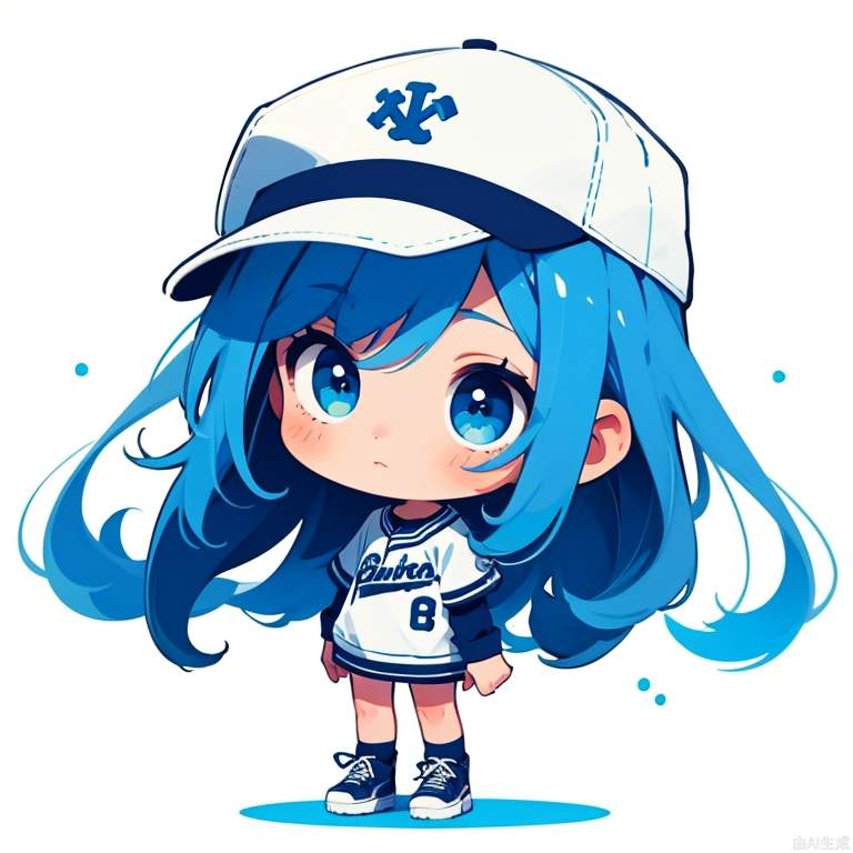 white background, solo, 1girl, baseball cap, long hair, white ...